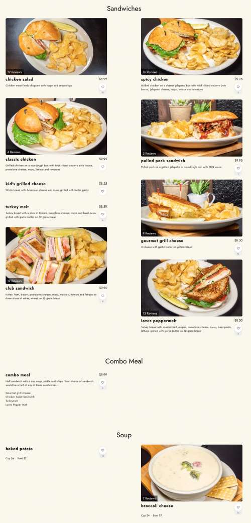 Lucy's Cafe & Bakery menu in Orange, Texas, USA