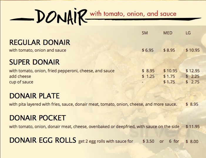 House of Dough menu in New Minas, Nova Scotia, Canada