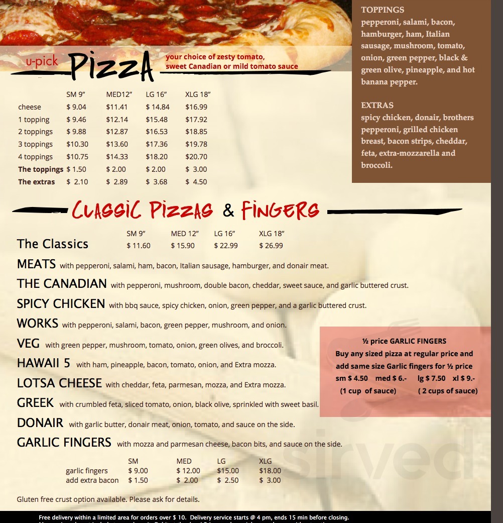 House of Dough menu in New Minas, Nova Scotia, Canada