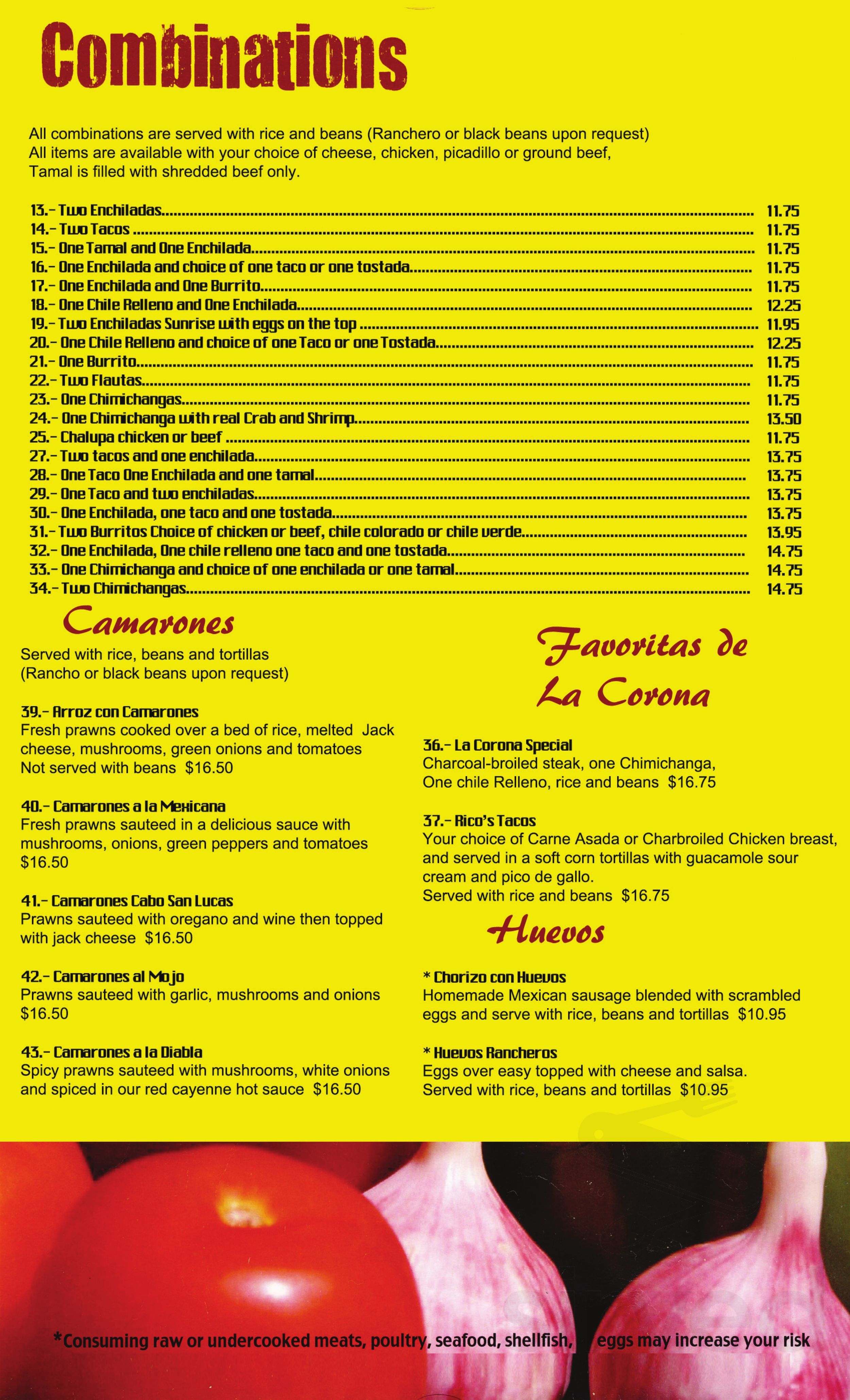 Menu for La Corona Mexican Restaurant in Kirkland, Washington, United ...