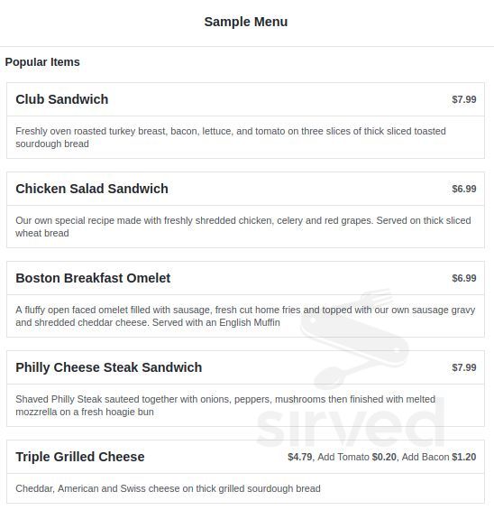 Silver Moon Soda Grill menu in Perrysburg, Ohio, USA