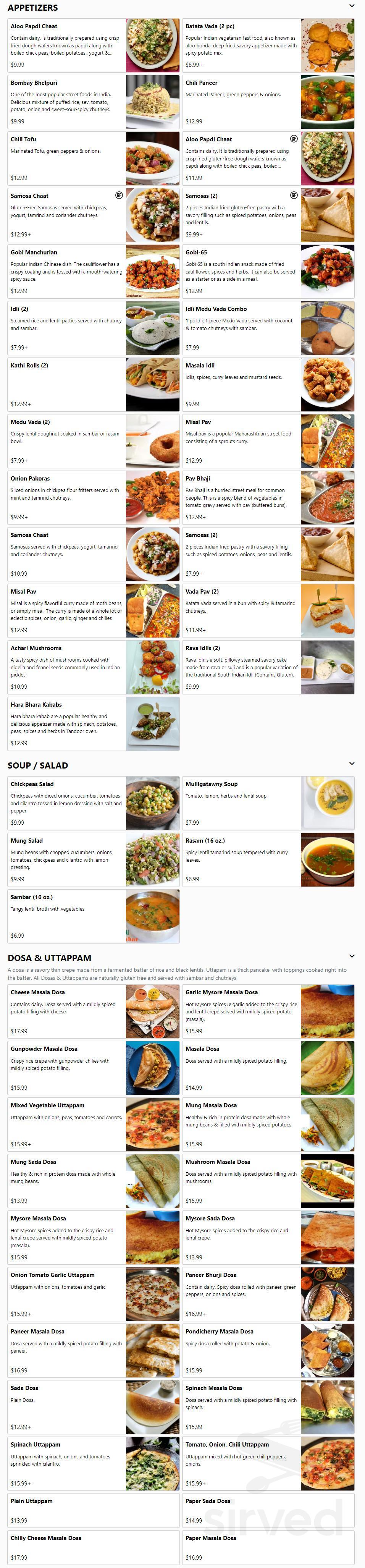 Ahimsa menu in New York, New York, USA