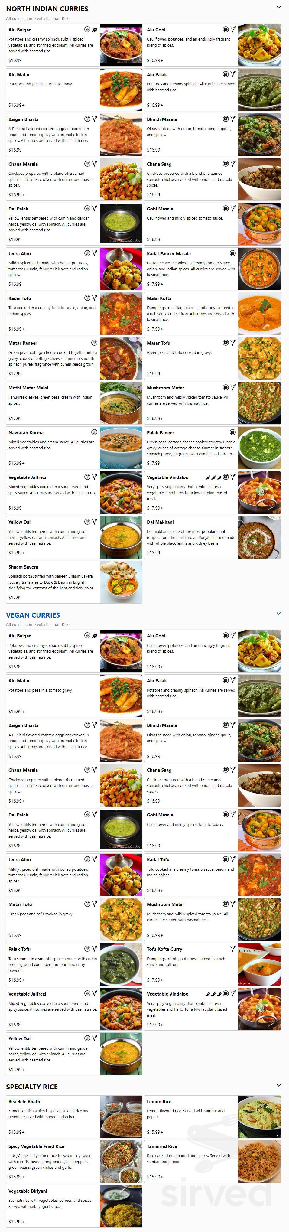 Ahimsa menu in New York, New York, USA