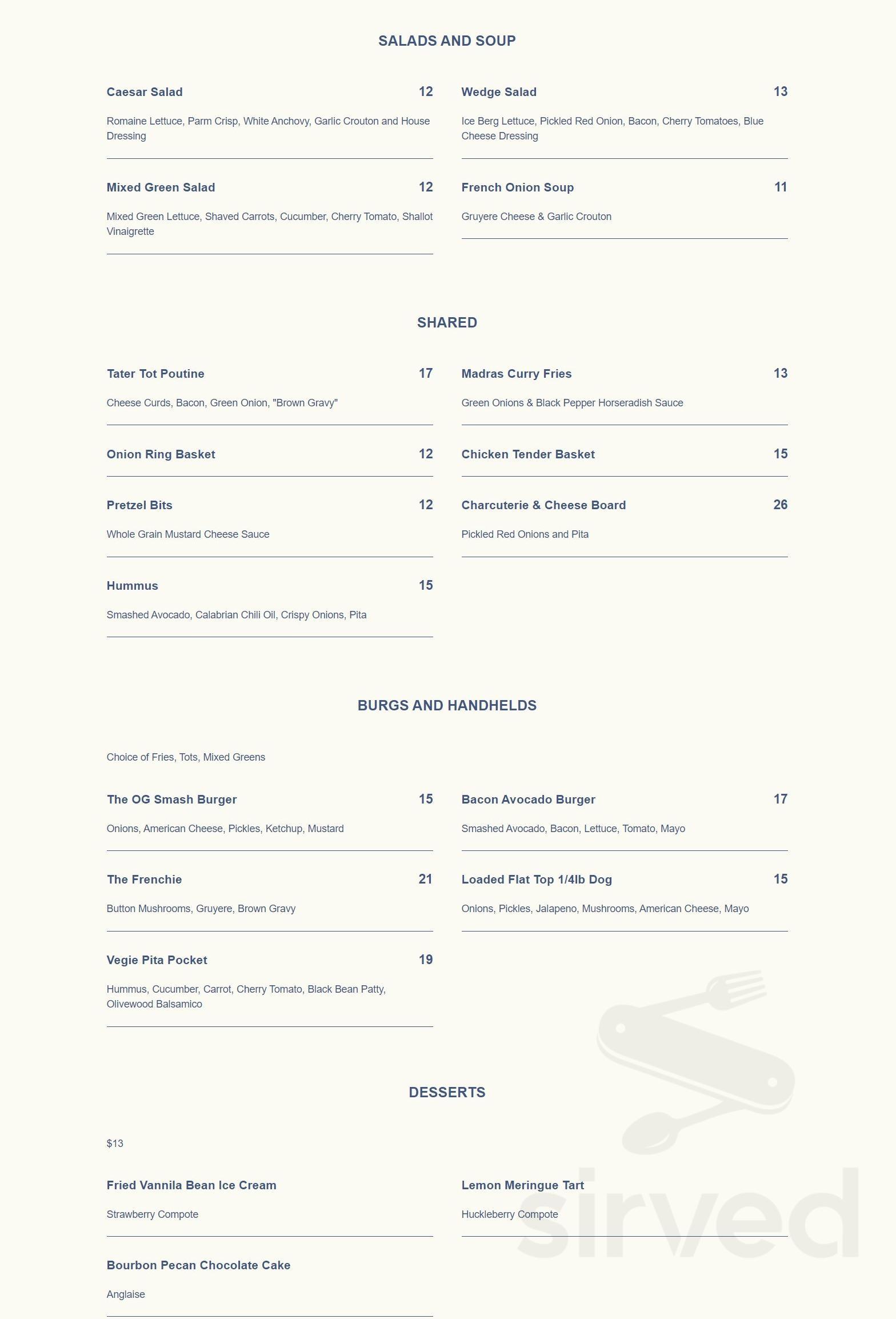 Sky Shed menu in Bozeman, Montana, USA