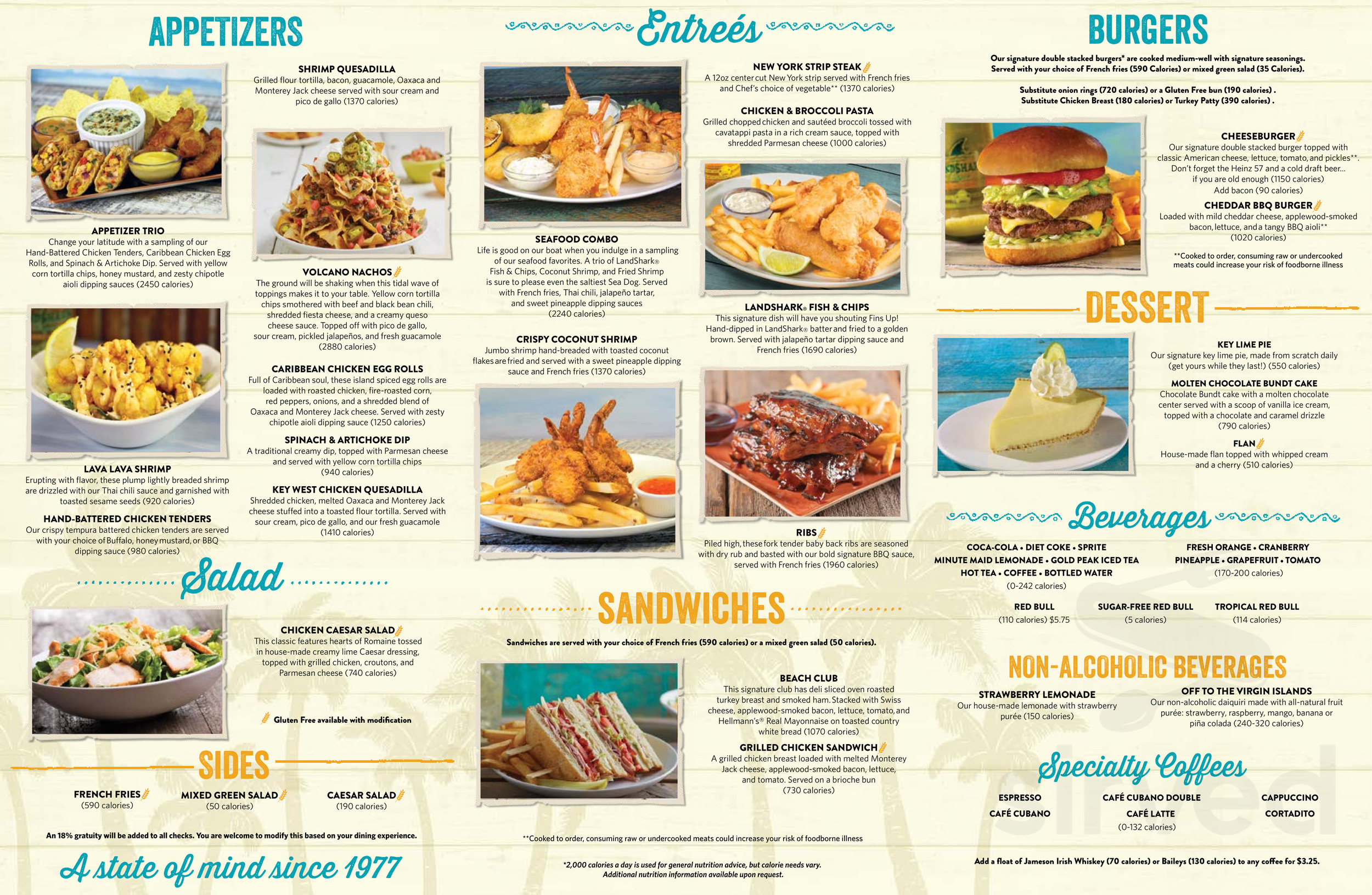 Menu - Miami FL's Air Margaritaville Miami | Sirved