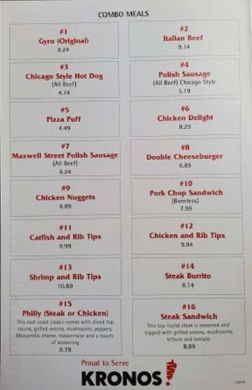 Tino's Carry Out menu in Racine, Wisconsin, USA