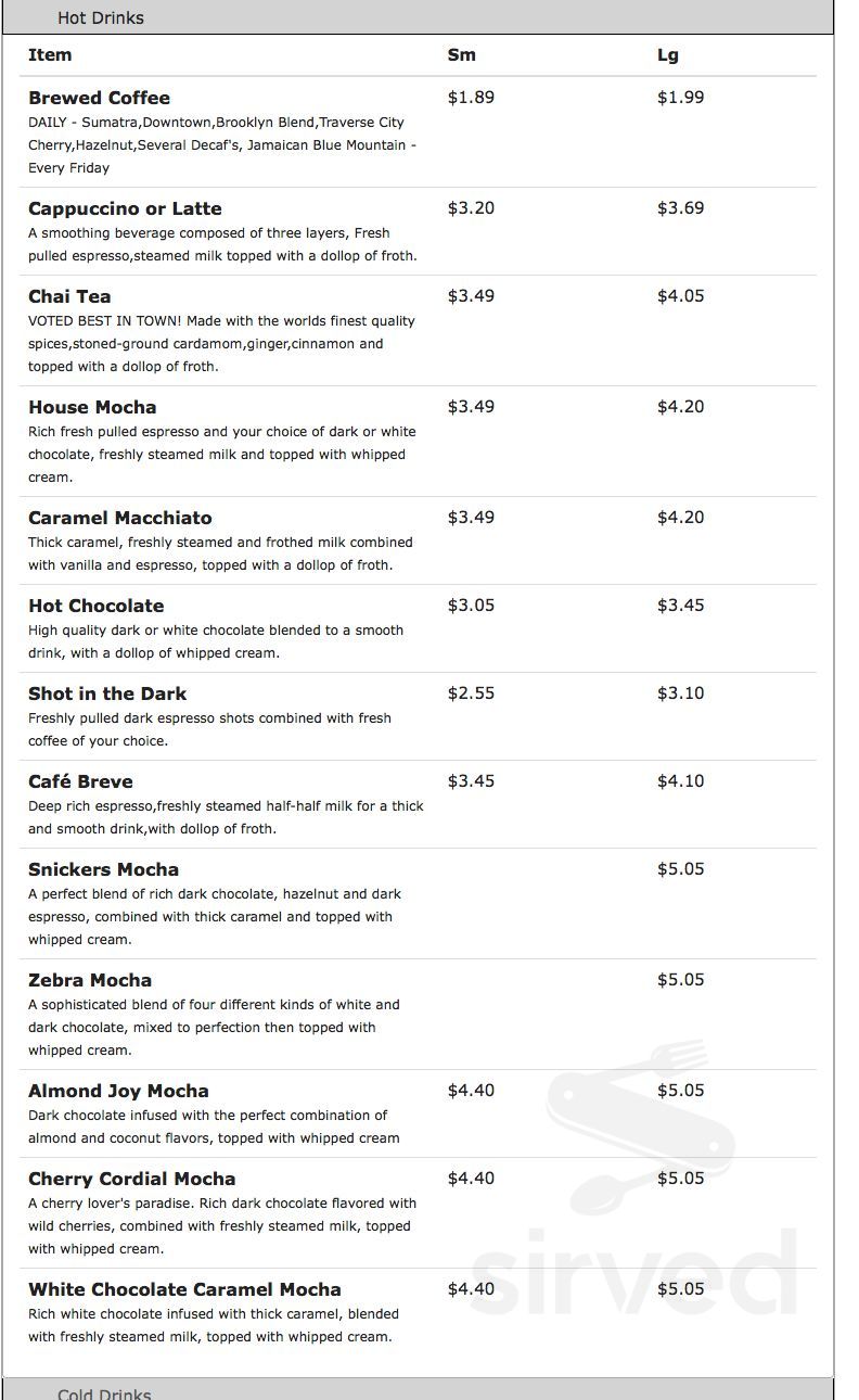 Menu - Muskegon MI's Brooklyn's/Brooklyn Bagels | Sirved