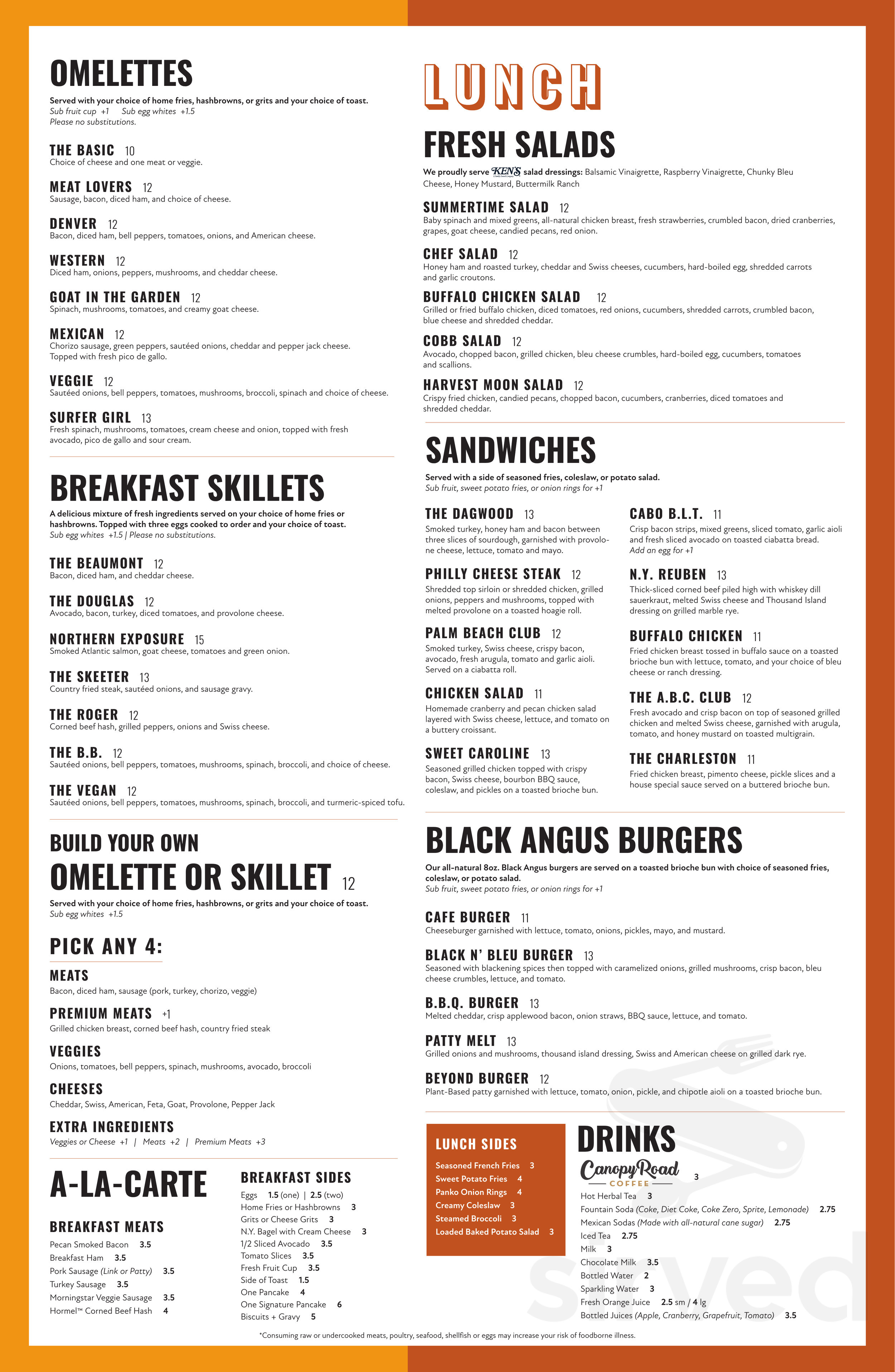 Menu for Canopy Road Cafe - Tallahassee, FL | Sirved