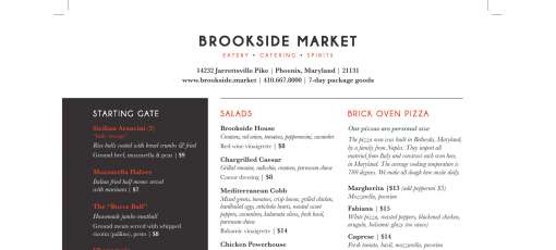 Menu for Brookside Market in Phoenix, MD | Sirved