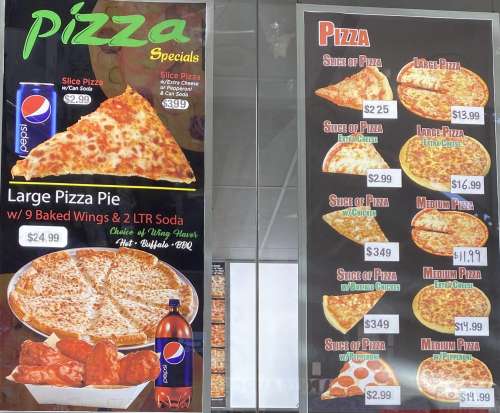NY Pizza menu in The Bronx, New York, USA