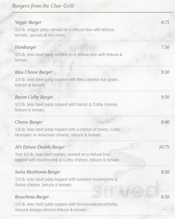 Al's Cafe & Creamery menu in Elgin, Illinois, USA