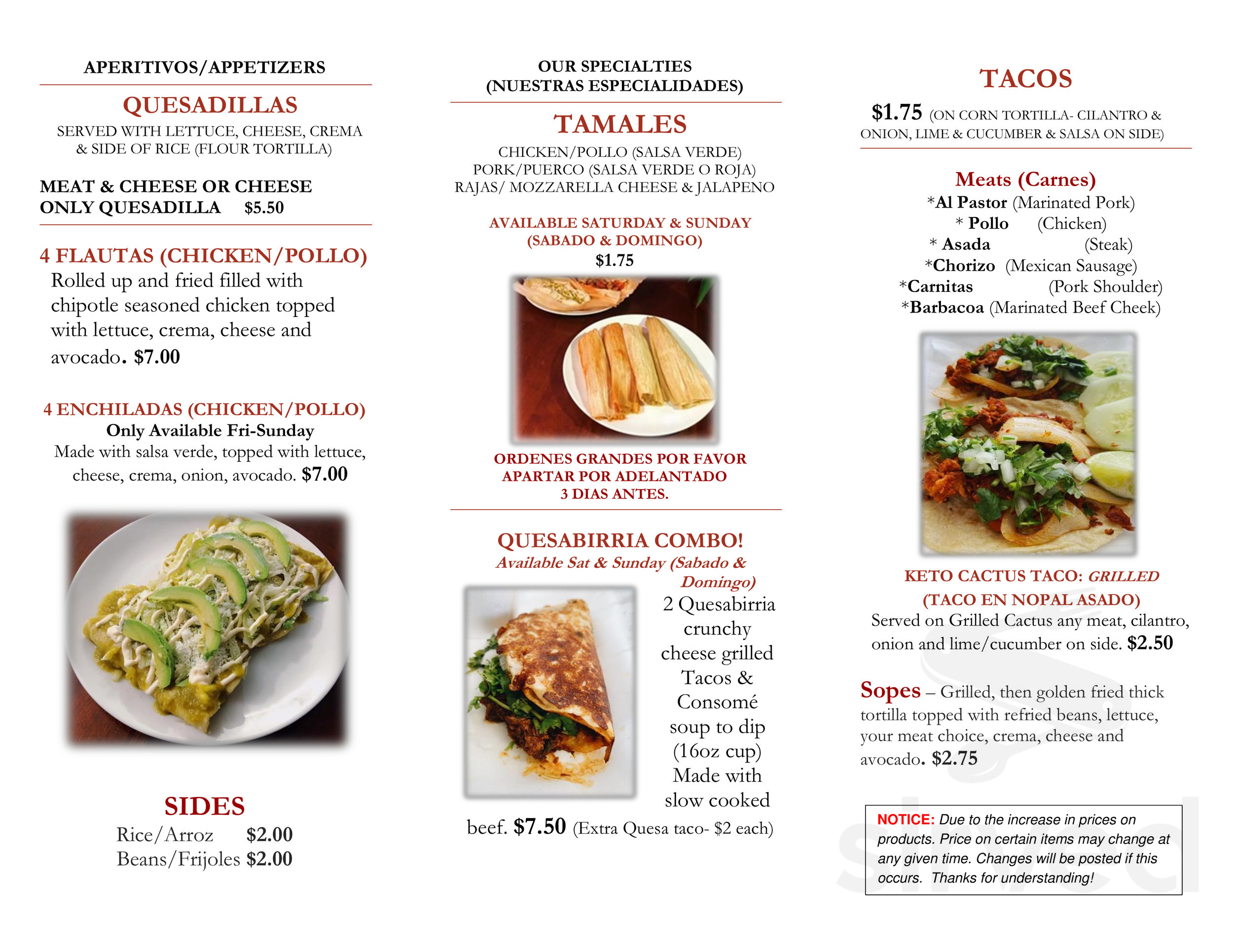 Taco Riendo menu in Lake Wales, Florida, USA