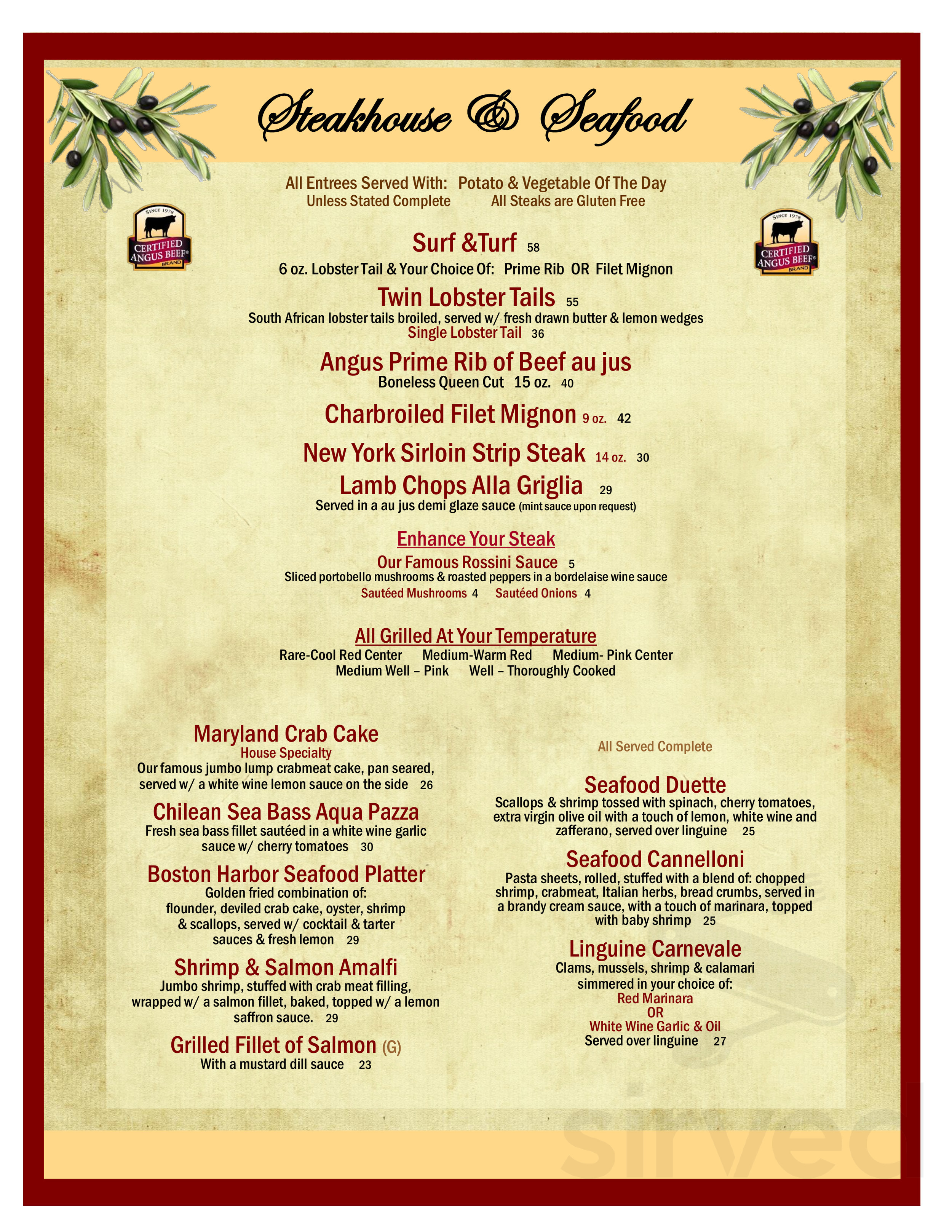 Carlucci's Waterfront menu in Mt Laurel Township, New Jersey, USA