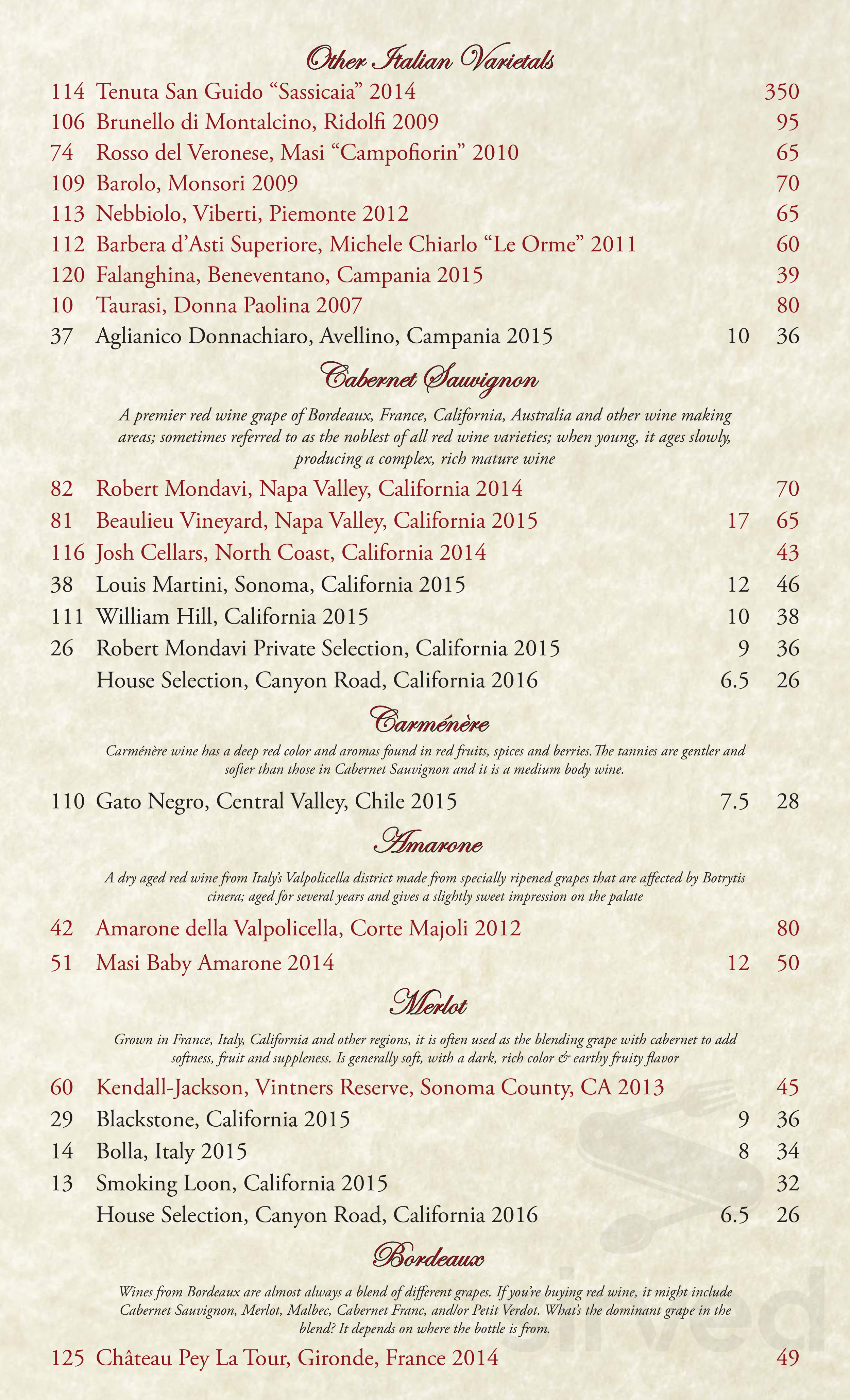 Carlucci's Waterfront menu in Mt Laurel Township, New Jersey, USA