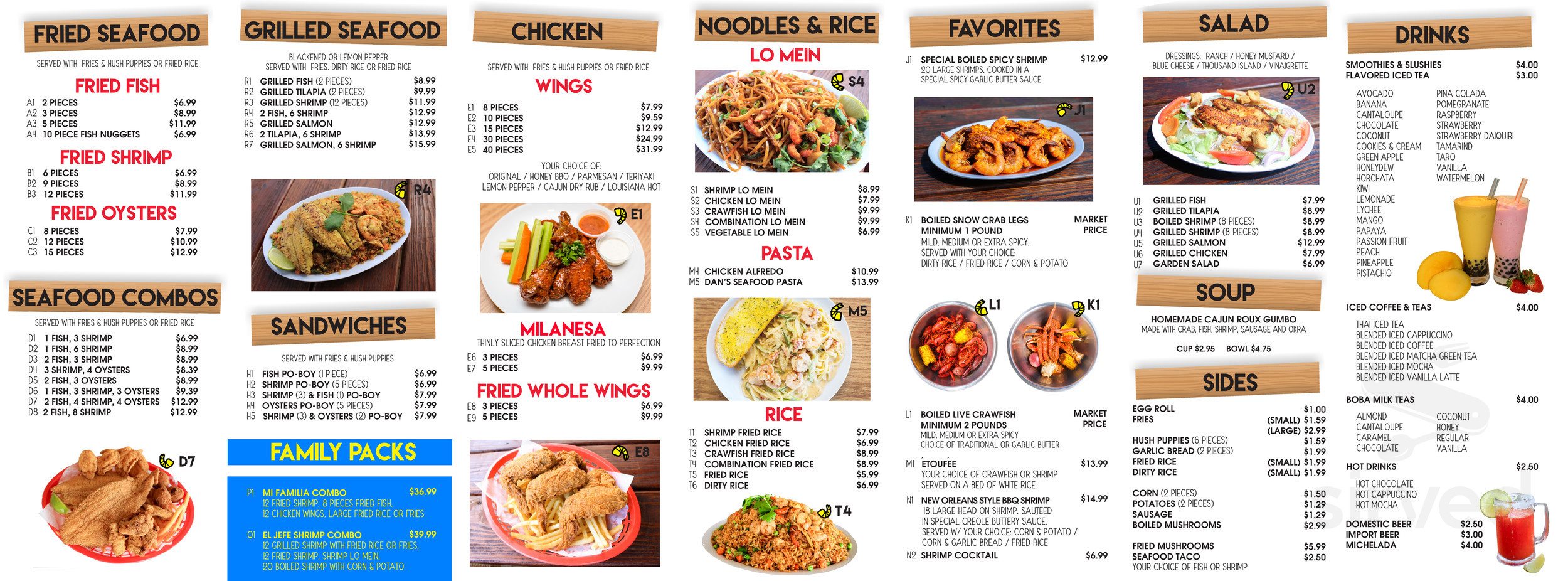 Dan's Seafood & Wings menu in Houston, Texas, USA