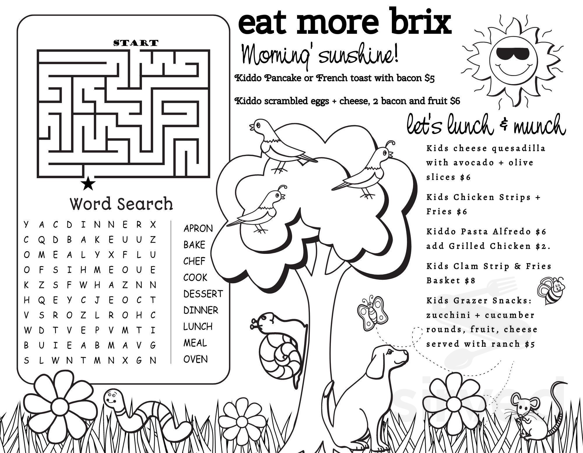 Brix Grill menu in Roseburg, Oregon, USA