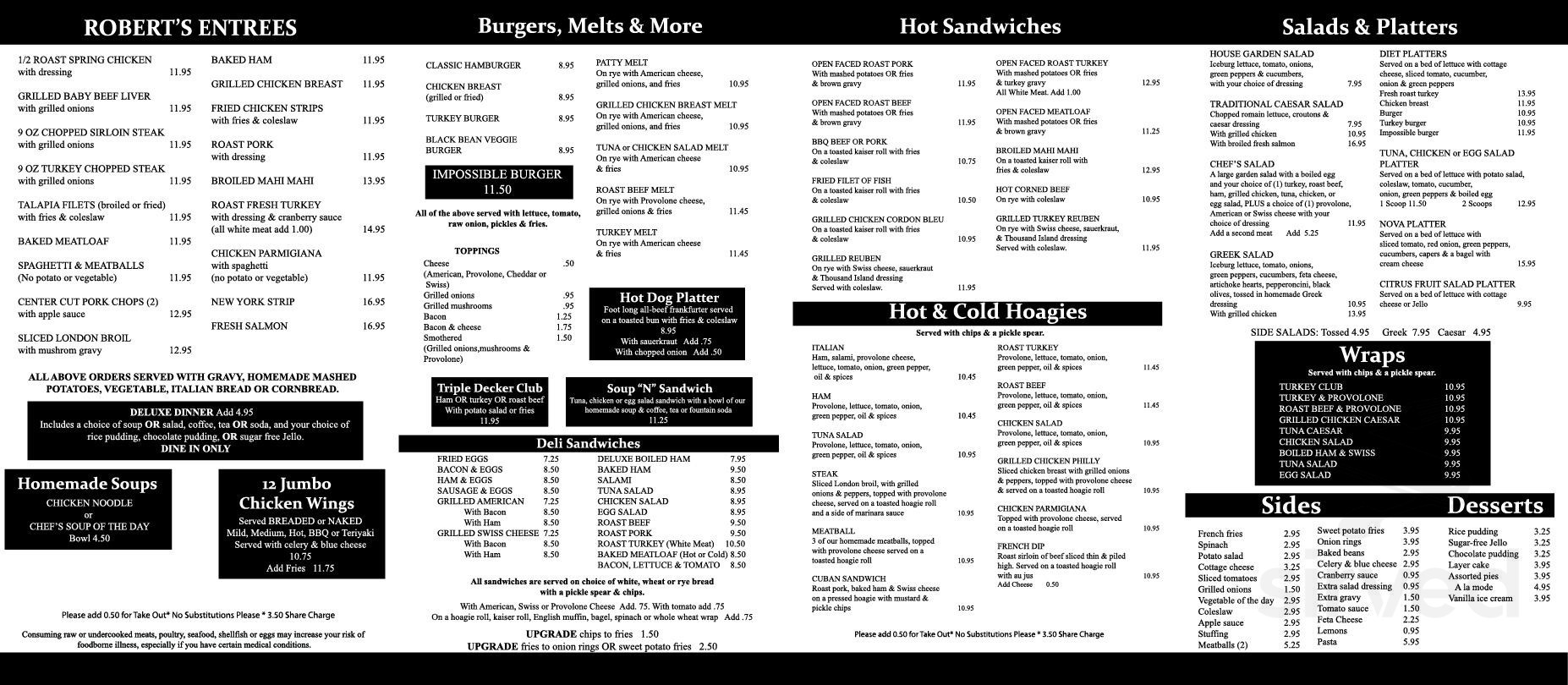 Robert's Restaurant menu in Dania Beach, Florida, USA