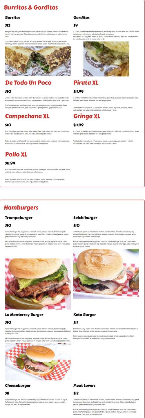 Taqueria El Barbón (Food Truck) menu in Houston, Texas, USA