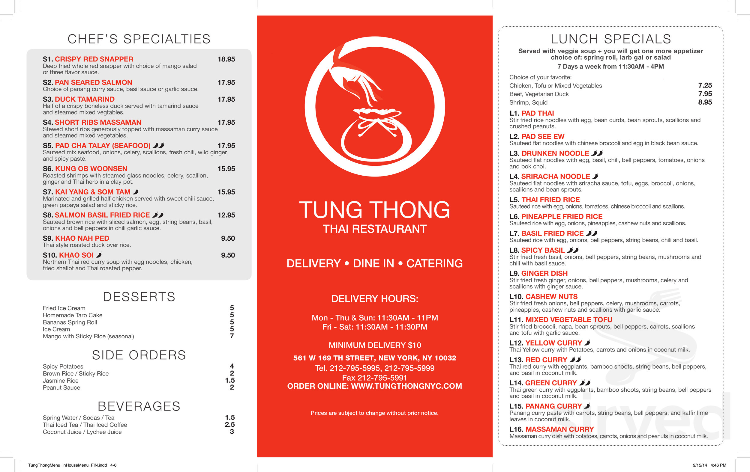 Tung Thong 181 menus in New York, New York, United States