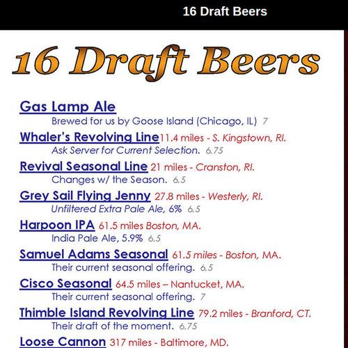 Gas Lamp Grille menu in Newport, Rhode Island, USA