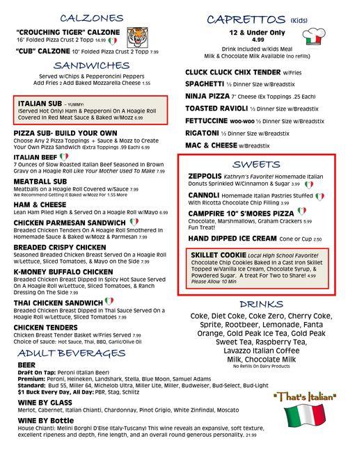 Razzos Family Pizzeria menu in Rochester, Illinois, USA