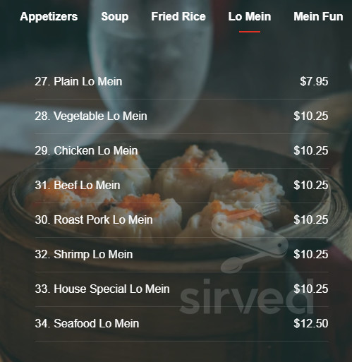 Yen Ching Chinese Restaurant menu in Louisville, Kentucky, USA