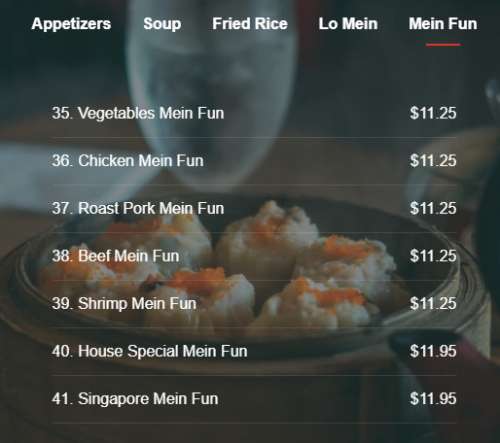 Yen Ching Chinese Restaurant menu in Louisville, Kentucky, USA