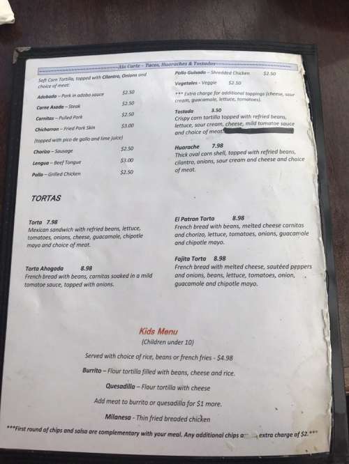 El Patron Mexican Restaurant - Worcester menu in Worcester ...