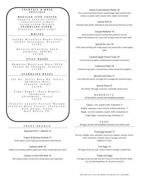Freds Chicago menu in Chicago, Illinois, USA