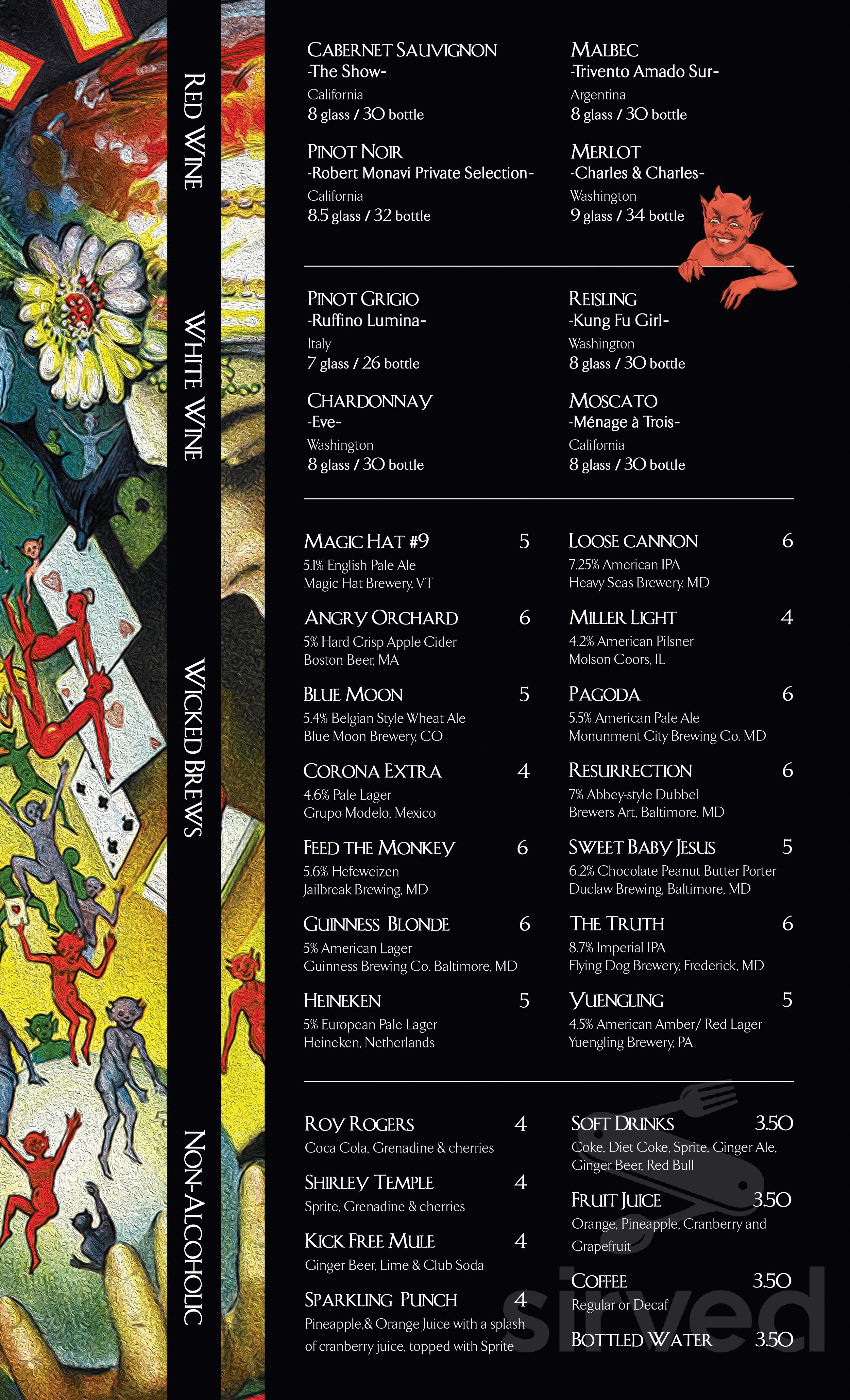 Illusions Bar & Theater menu in Baltimore, Maryland, USA