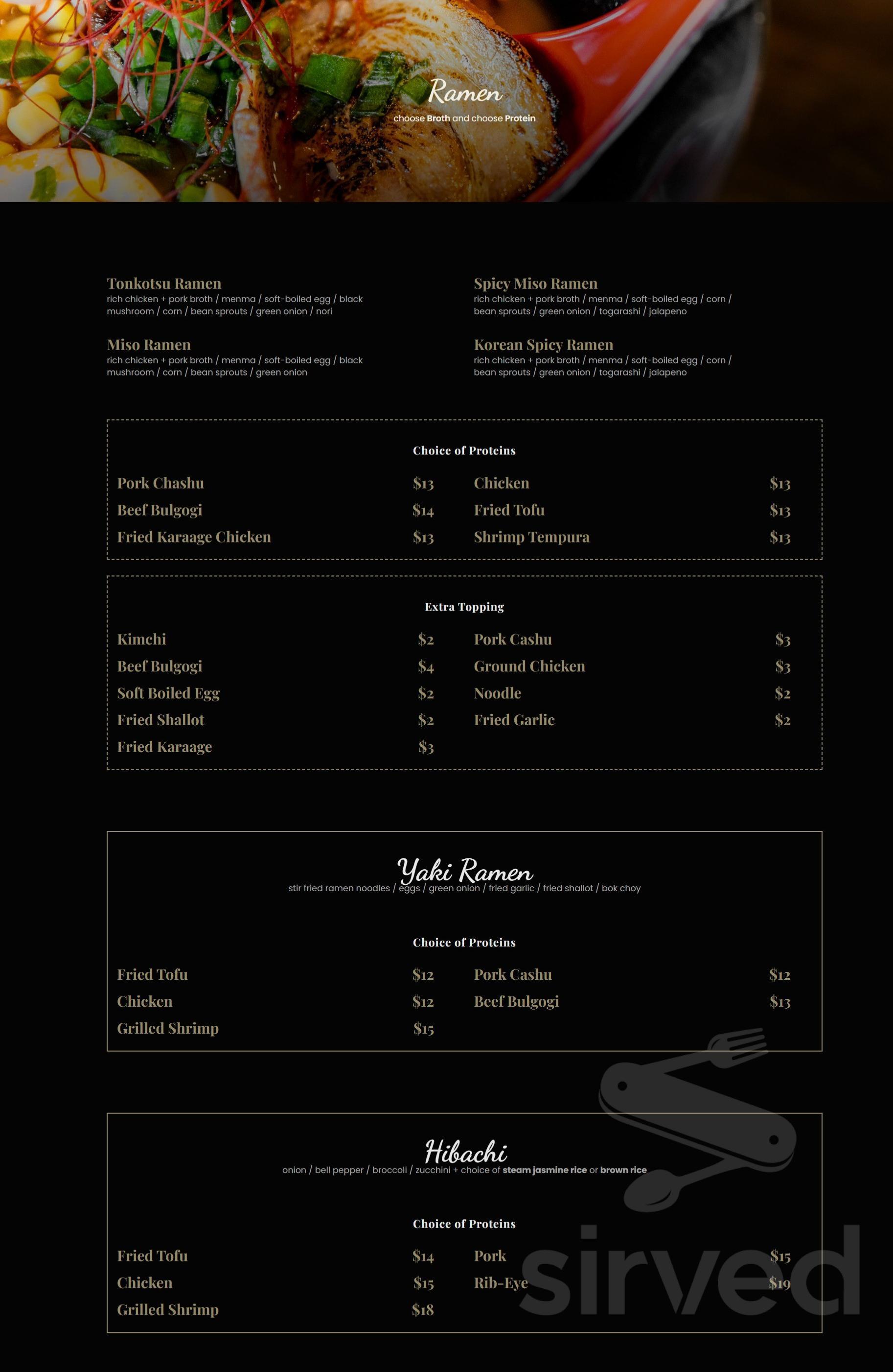 Miso Sushi, Ramen, Grill menu in Stillwater, Oklahoma, USA