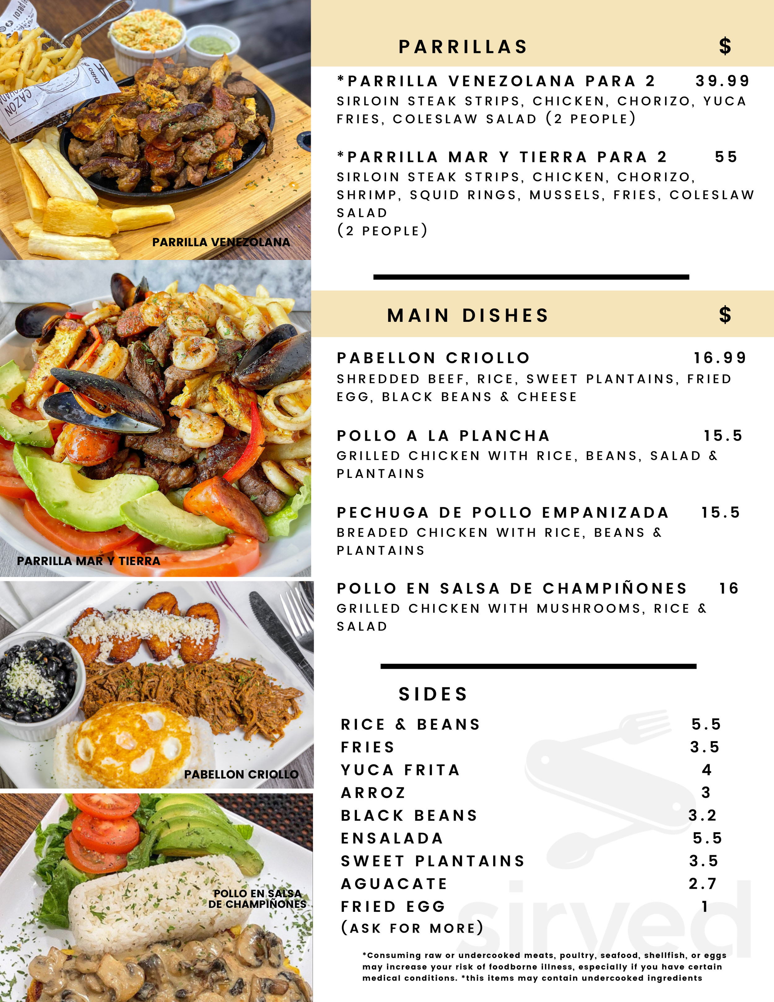 Rica Arepa | Venezuelan Restaurant menu in Chicago, Illinois, USA