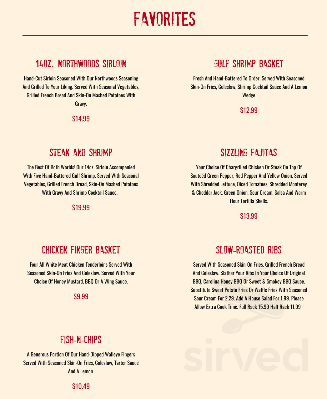 Babe's Music Bar menu in Lakeville, Minnesota, USA