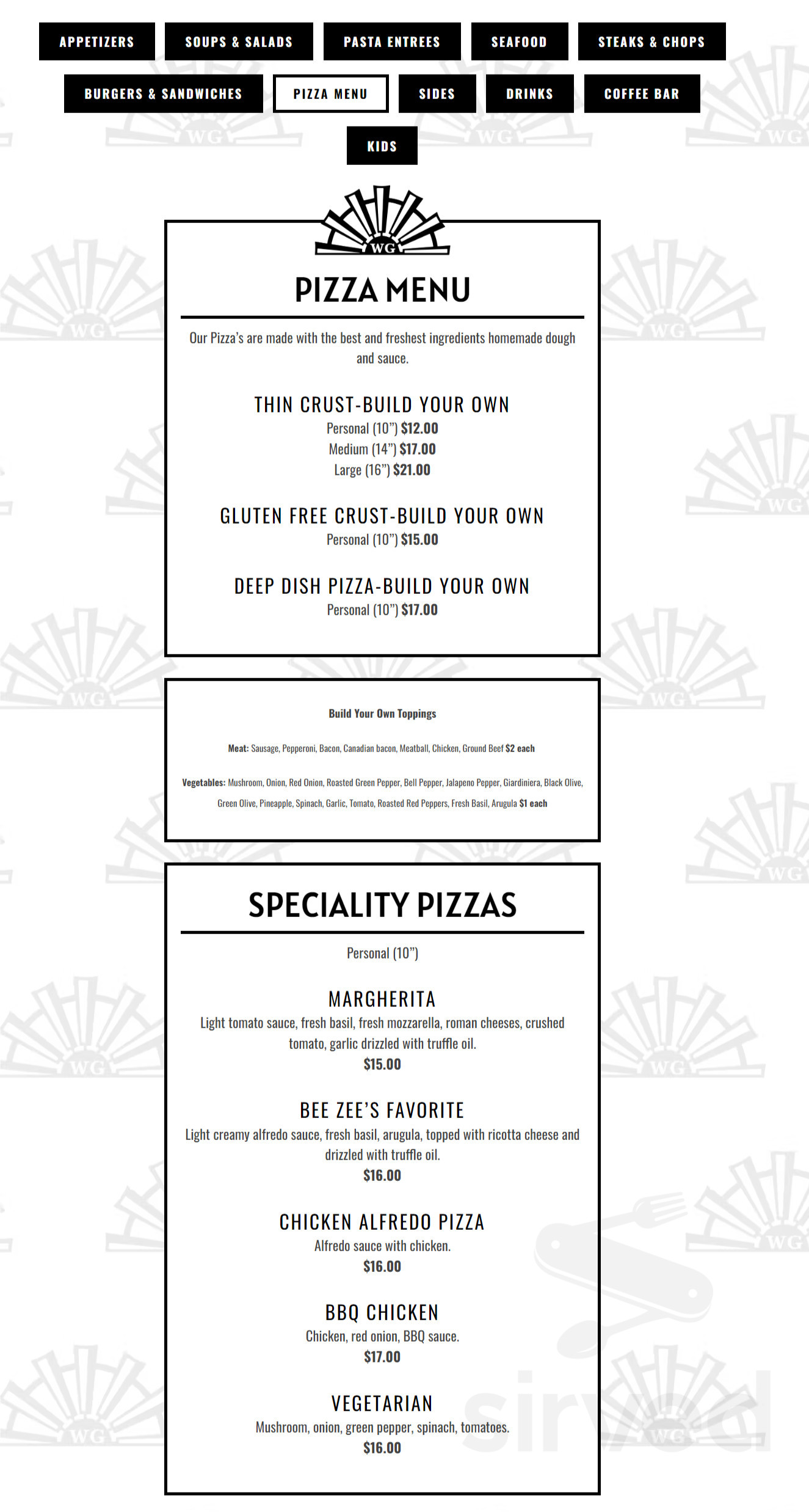 WindMill Grille & Pizzeria menu in Batavia, Illinois, USA