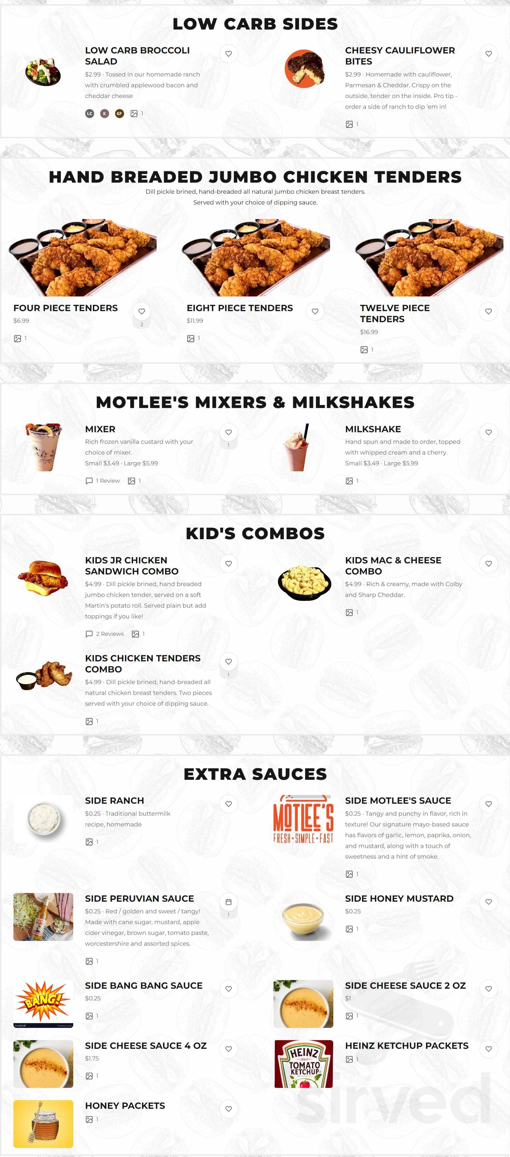 MotLee's menu in Macclenny, Florida, USA