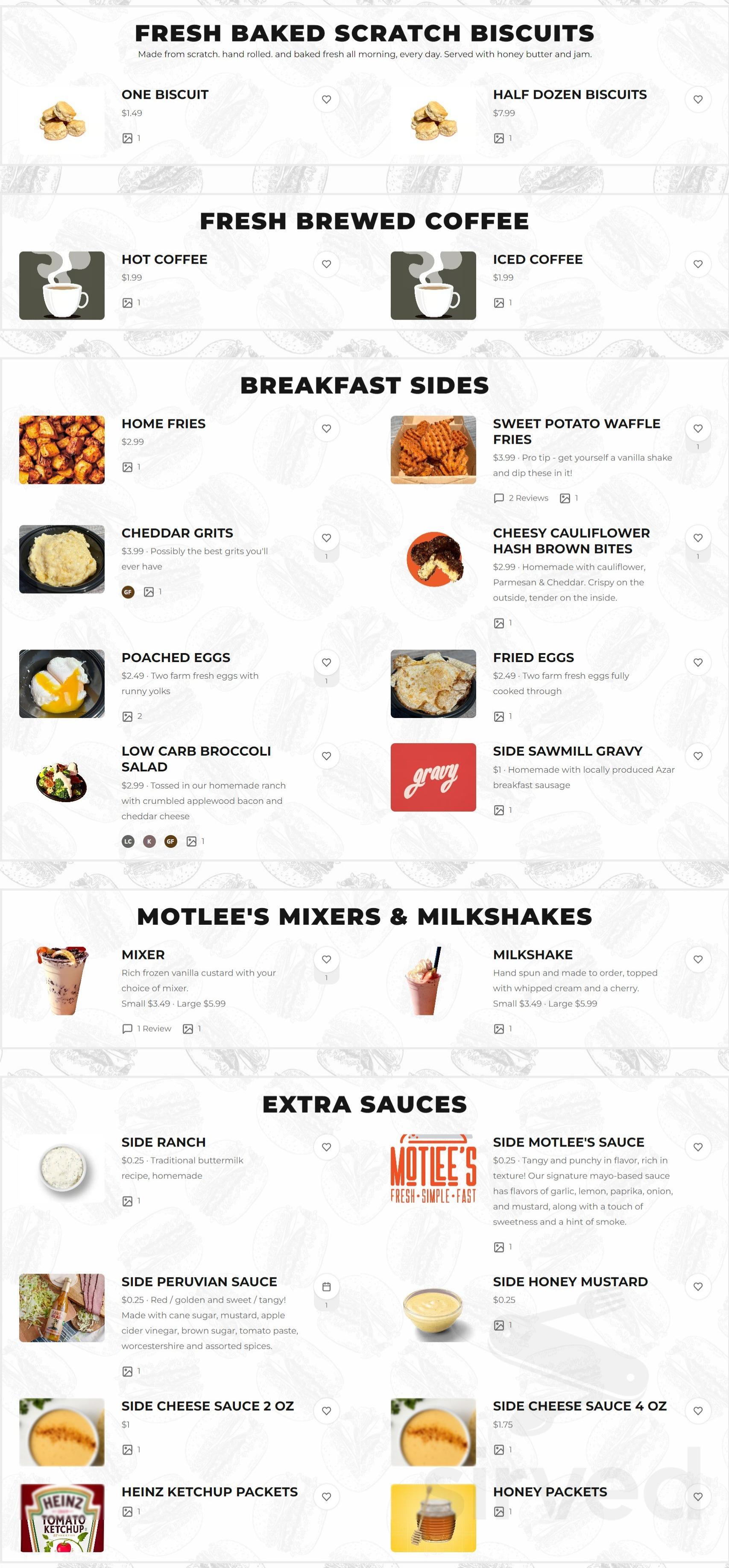 MotLee's menu in Macclenny, Florida, USA