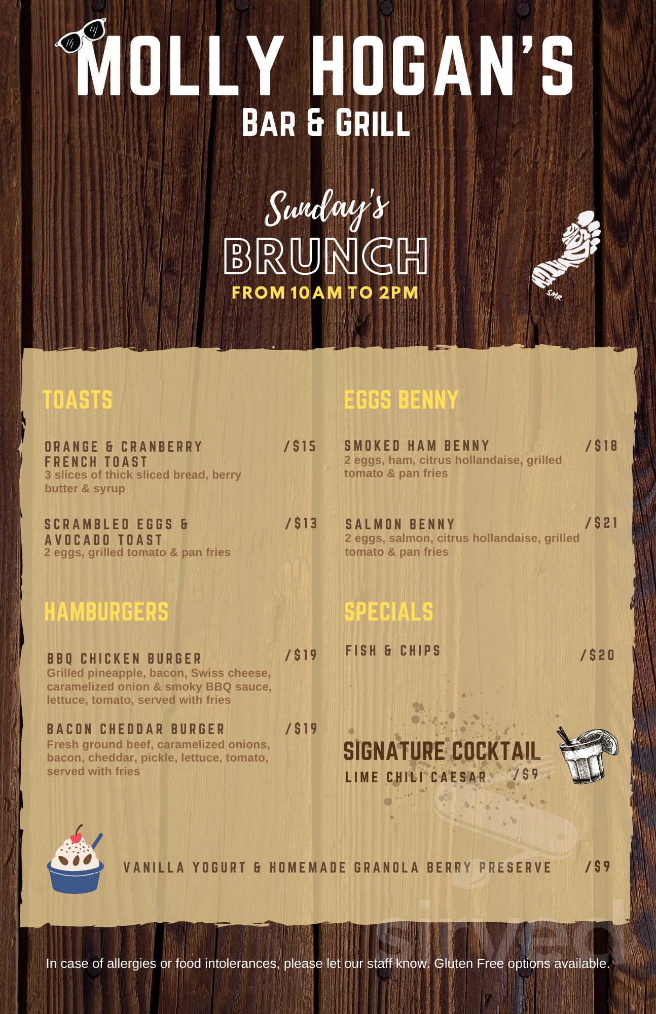 Molly Hogan's Bar & Grill menus in Agassiz, British Columbia, Canada