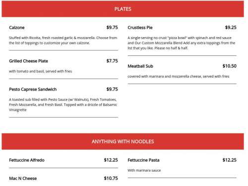 Urban Pie menu in Atlanta, Georgia, USA