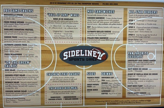 Menu - Ardmore OK's Sidelinez Sports Grill | Sirved