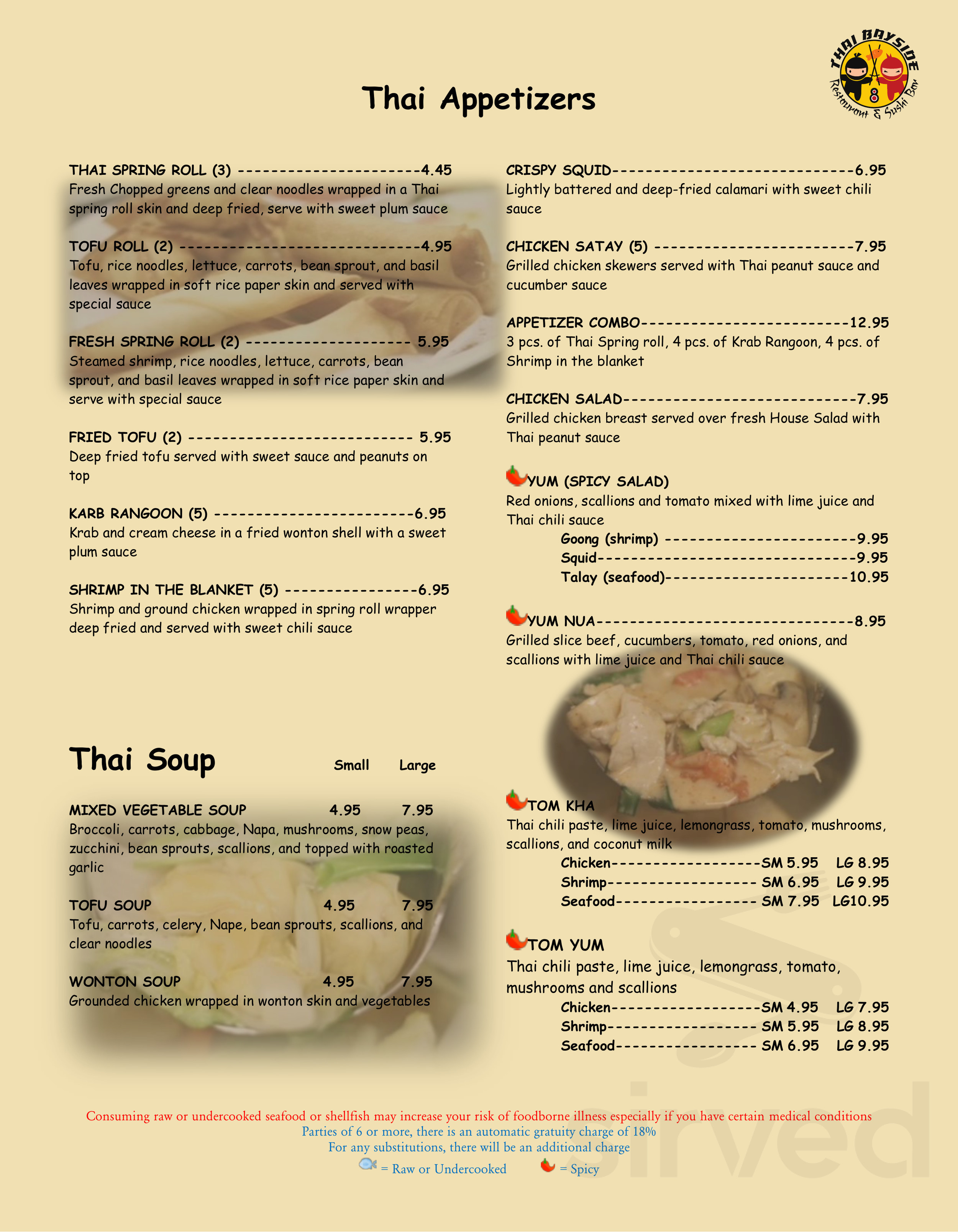 Thai Bayside Restaurant menu in Palm Bay, Florida, USA