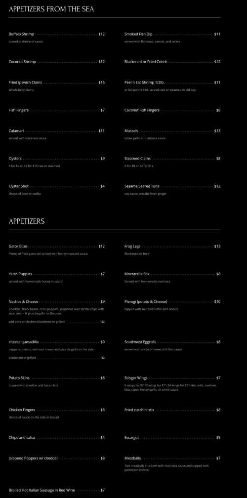The Hive Waterfront Restaurant & Tiki menu in Lantana, Florida, USA