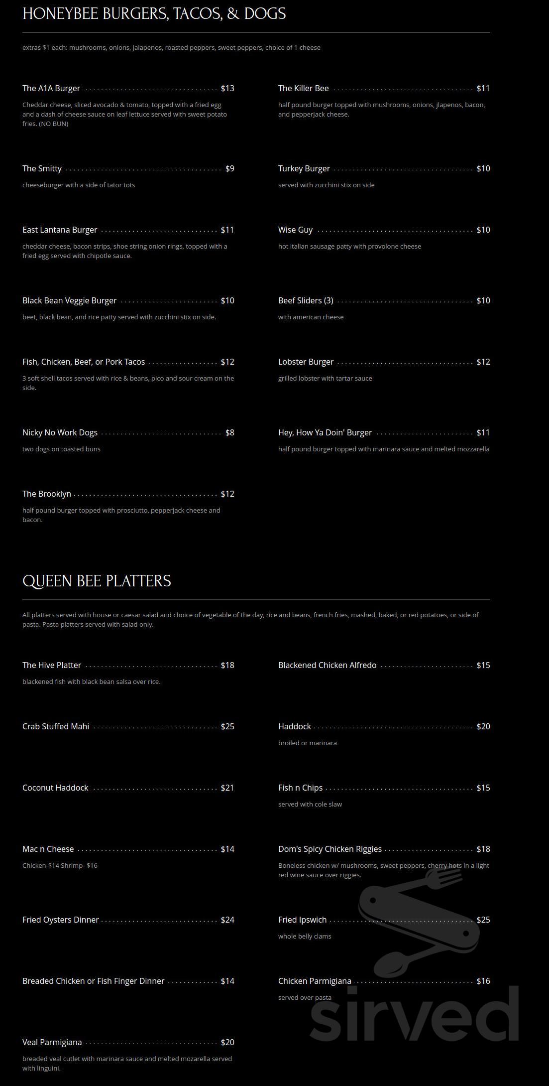 The Hive Waterfront Restaurant & Tiki menus in Lantana, Florida, United ...