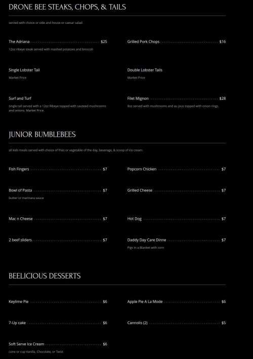 The Hive Waterfront Restaurant & Tiki menu in Lantana, Florida, USA