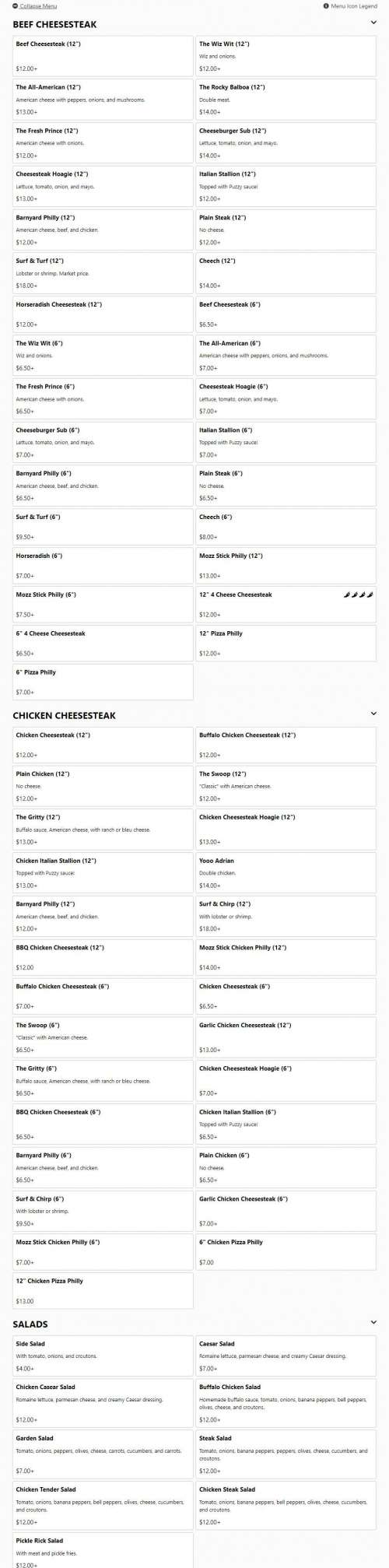 Fast Lane Philly's menu in Sayre, Pennsylvania, USA