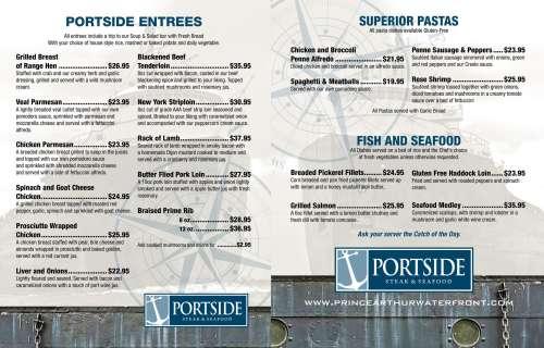 Portside Restaurant & Bar menu in Thunder Bay, Ontario, Canada