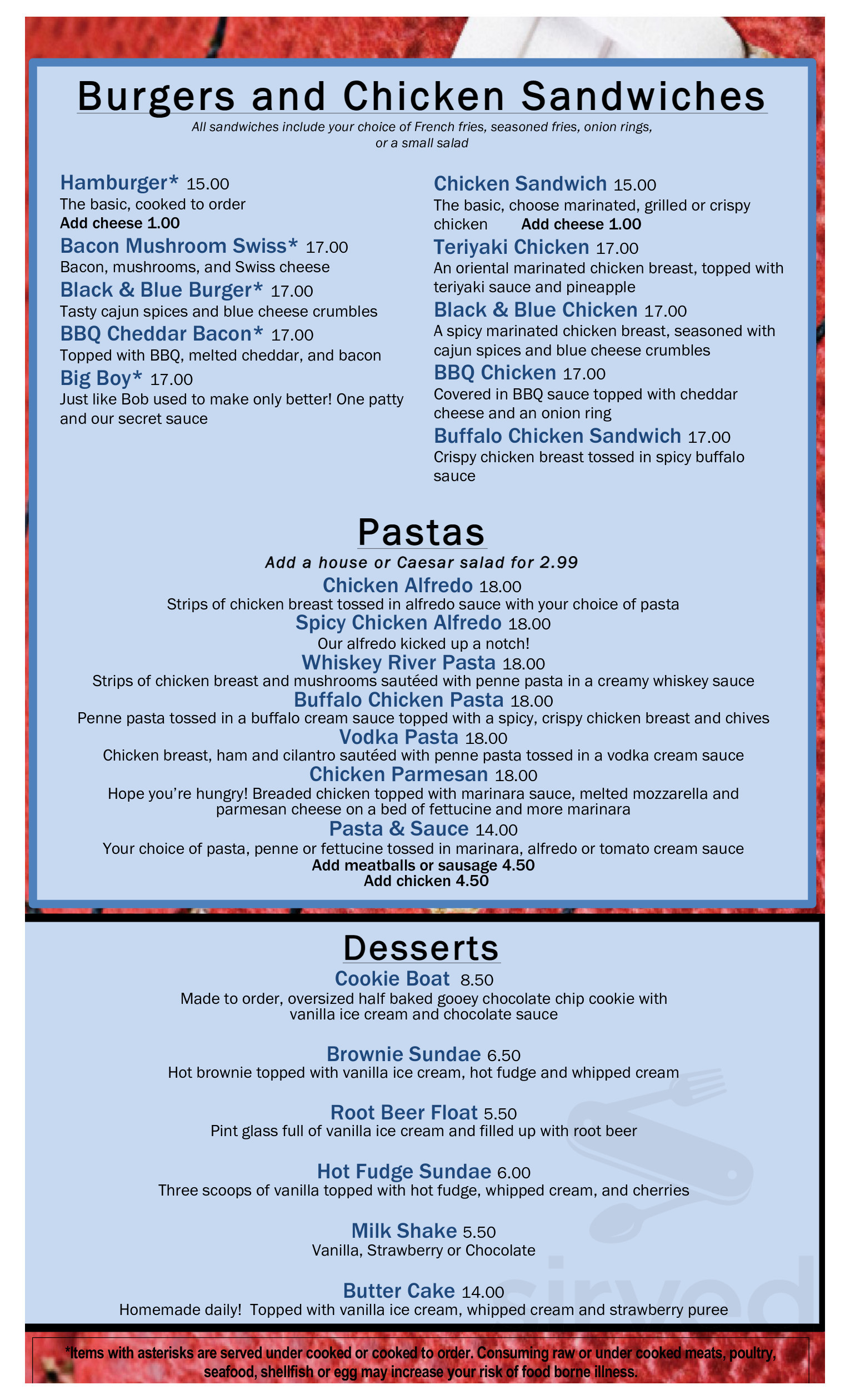 Arena Sports Grill menu in Scottsdale, Arizona, USA