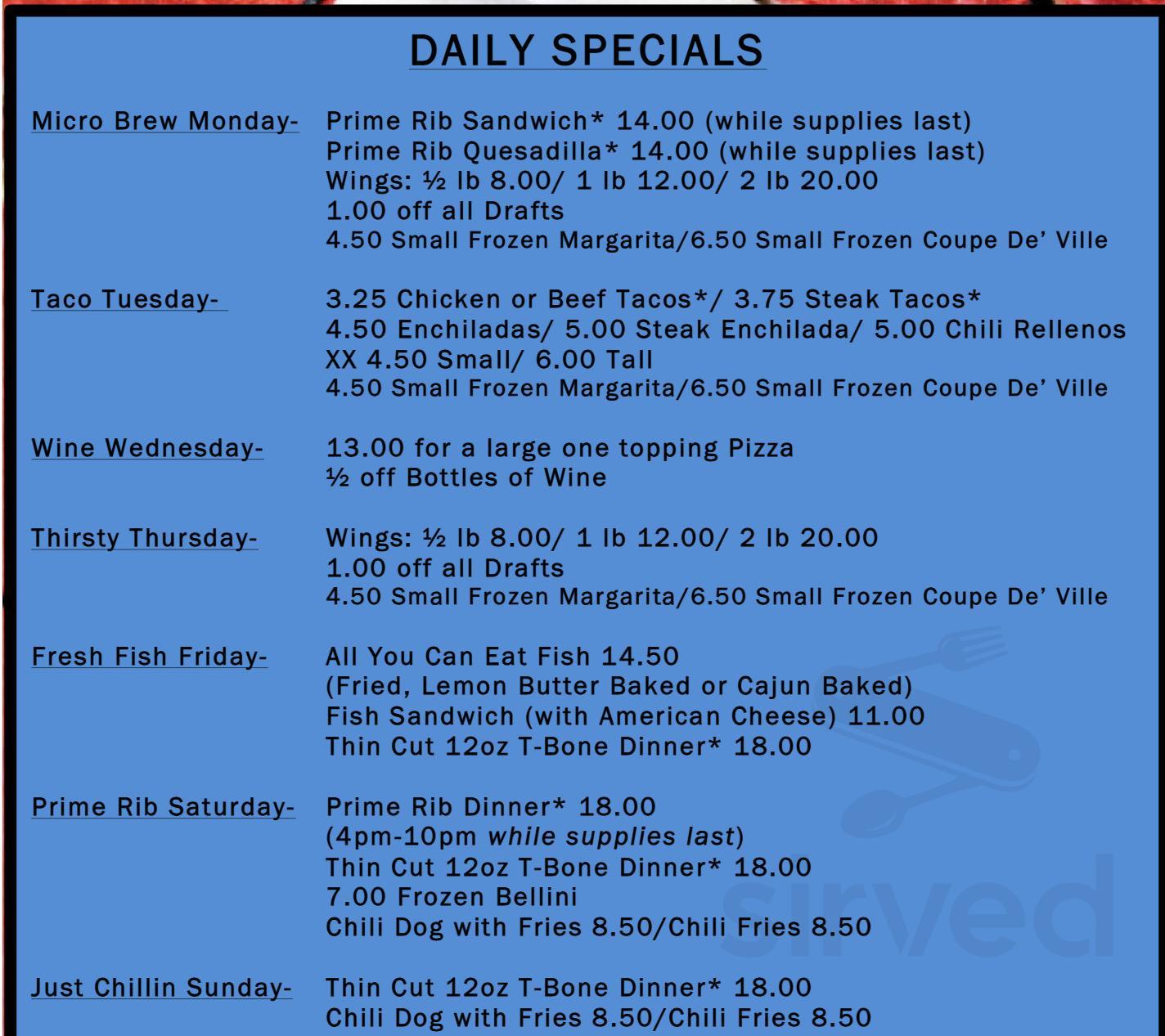 Arena Sports Grill menu in Scottsdale, Arizona, USA