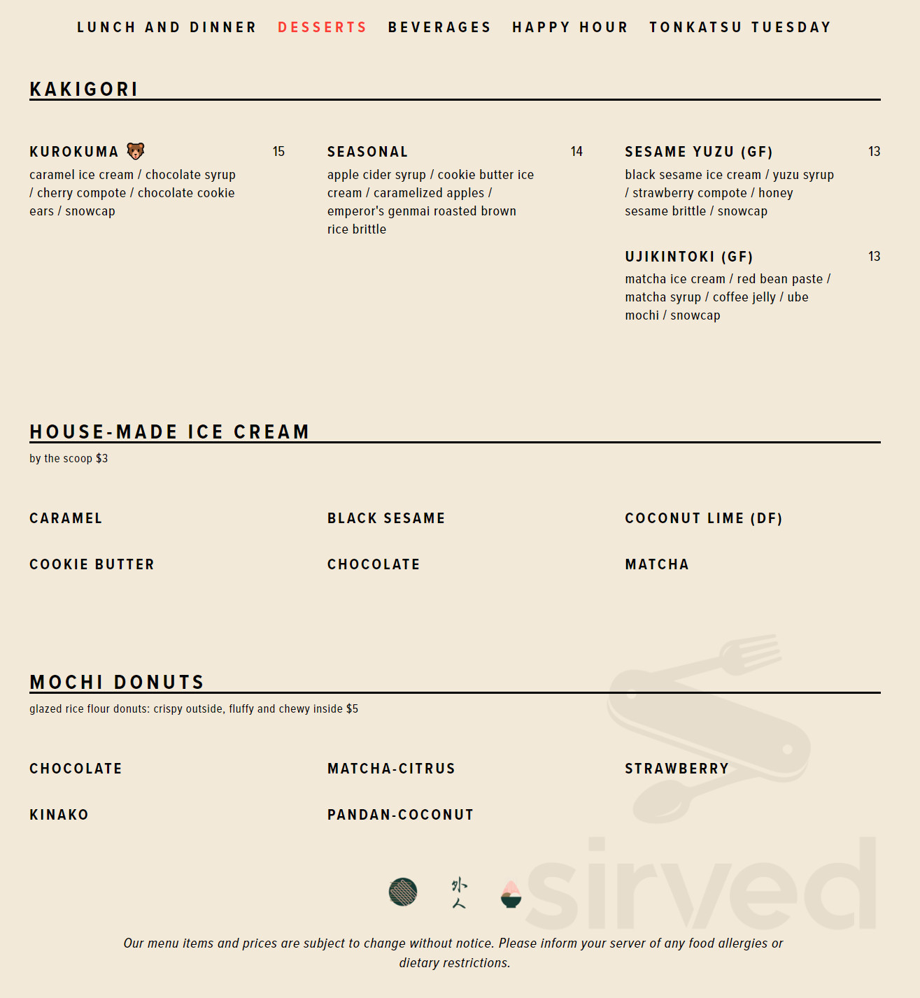 Menu for Gaijin in Chicago, IL | Sirved