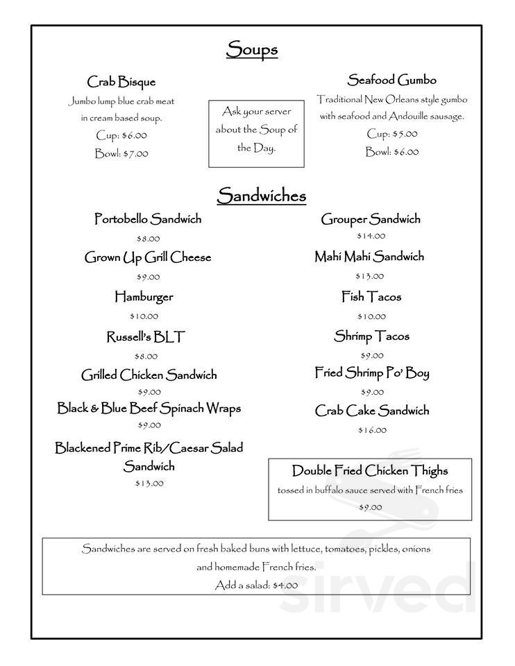 THE 406 menu in Live Oak, Florida, USA