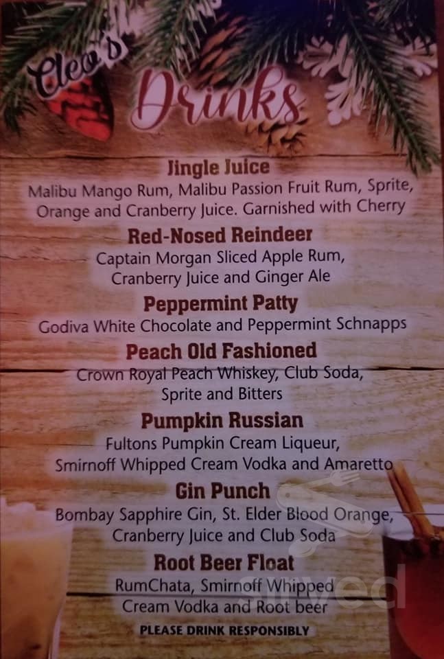 Cleo's Brown Beam Tavern menu in Appleton, Wisconsin, USA